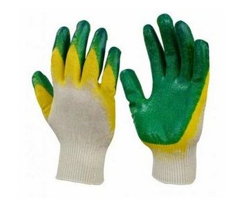 Перчатки х/б трикотажные с двойным латексным обливом — Асмакс Групп